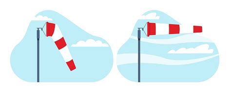 가볍고 강한 바람을 위한 기상학적 바람막이 빨간색과 흰색 줄무늬 깃발입니다 바람의 방향과 세기 항공 장비 공항을 위한 바람막이