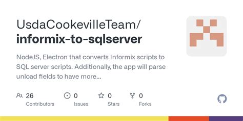 Github Usdacookevilleteaminformix To Sqlserver Nodejs Electron