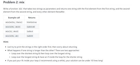 Solved Problem 2 Mix Write A Function Mix That Takes Two