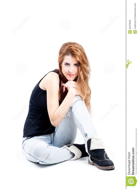 Redhead On The Floor Looking At Camera Stock Photo Image Of Sensual Lady