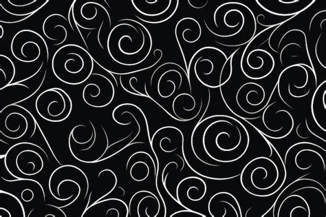 Premium Ai Image Seamless Linear Pattern With Thin Curl Lines And Scrolls Abstract Vector
