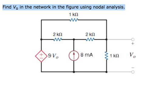 find vo in the network in the figure using nodal