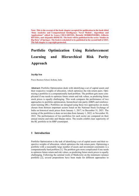 jaydip sen on linkedin pdf portfolio optimization using reinforcement learning and hierarchical…