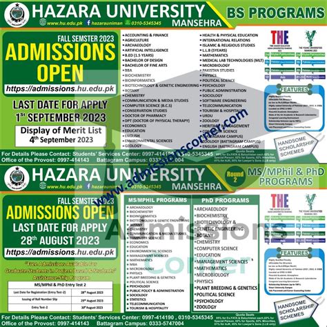 Hazara University Mansehra Admissions Fall 2023