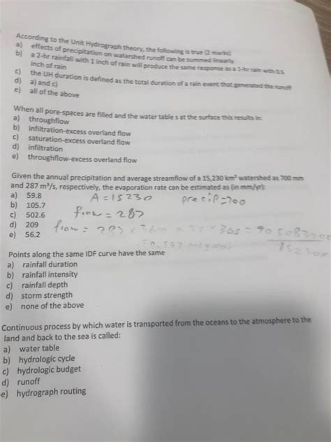 Solved According To The Unit Hydrograph Theory The Chegg