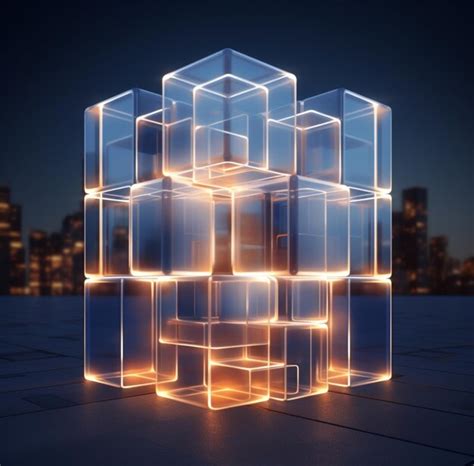 Premium Ai Image Cube Design With Lights 3d Render