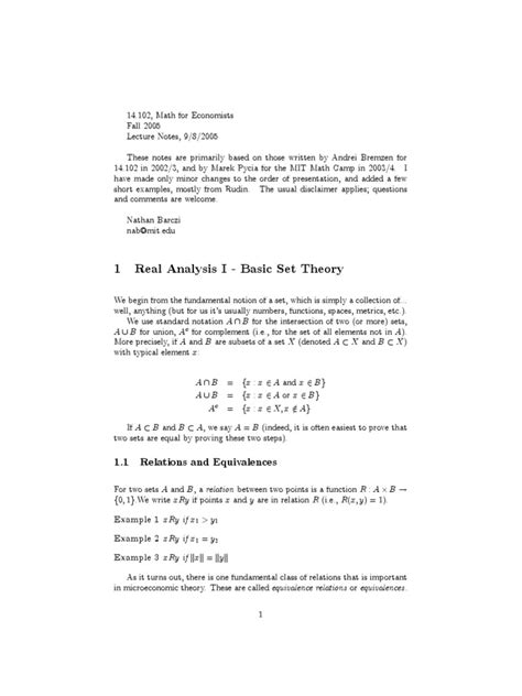 Lecturenotes Real Analysis 0908 Pdf Pdf Set Mathematics Algebra