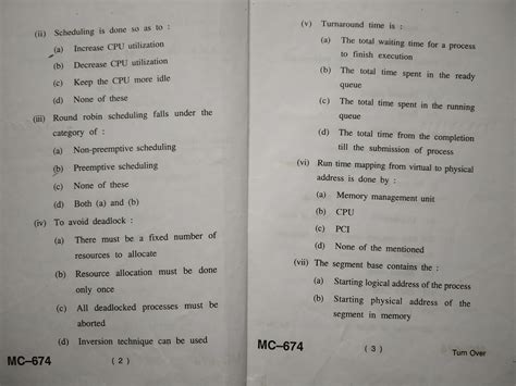 Bca Operating System Question Paper Hpu