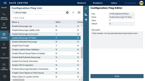 Imos Configuration Flag List