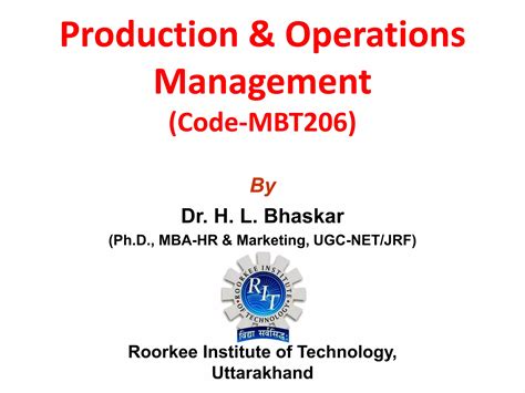 Pomunit 1introduction To Production And Operation Management Conceptspdf