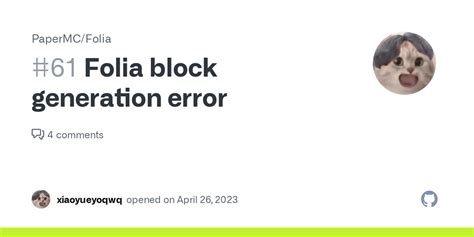Folia Block Generation Error · Issue 61 · Papermcfolia · Github