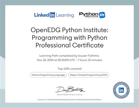 thrilled to announce that i ve achieved my programming with python professional certificate from