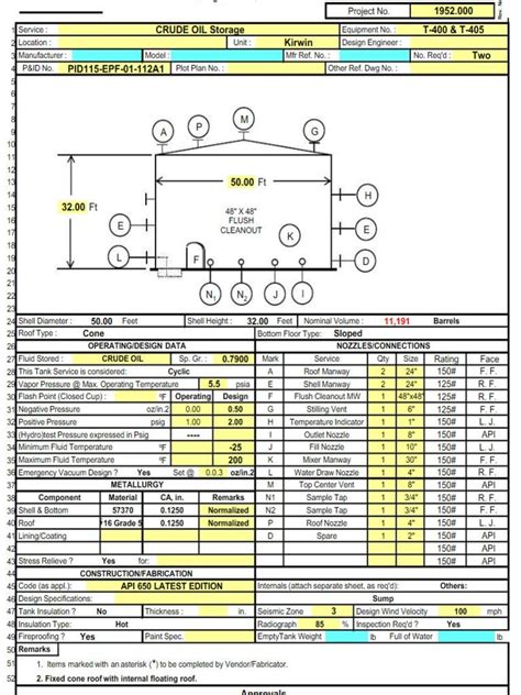 Sample Api 650 Datasheet And Calcs Pdf