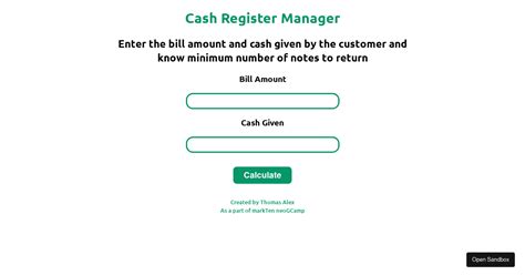 Cash Register Manager Codesandbox