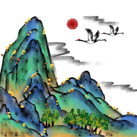 손 일러스트 으로 중국 풍 검 은 산 수 를 그리다 손으로 그린 만화 수채화 Png 일러스트 및 Psd 이미지 무료 다운로드 Pngtree