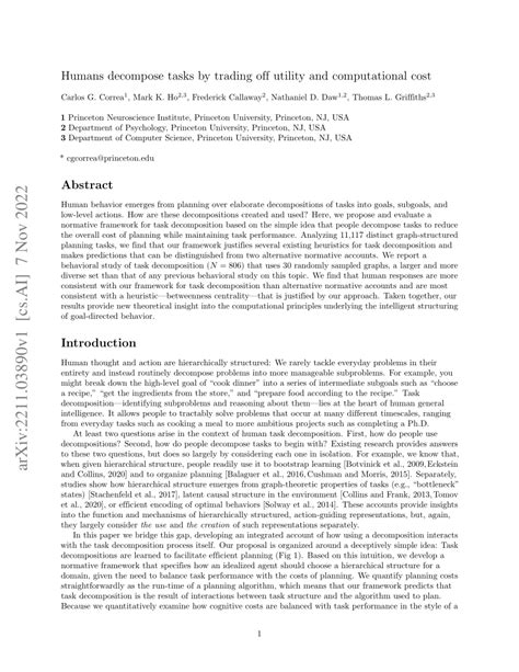 Pdf Humans Decompose Tasks By Trading Off Utility And Computational Cost