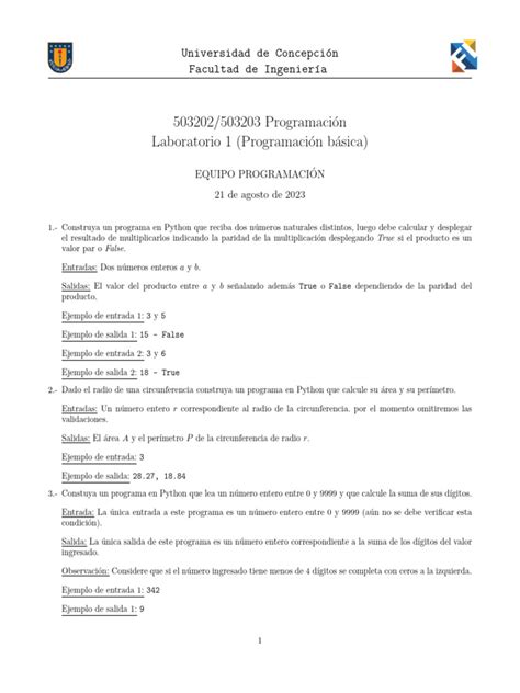 Lab01 Programación Básica 1 Resuelto Pdf Python Lenguaje De Programación Entero