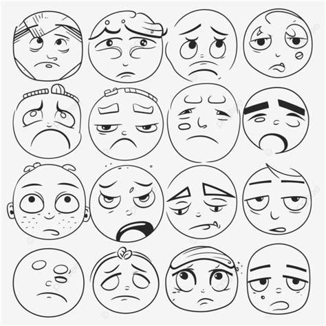 만화 일러스트 얼굴의 슬픈 감정 세트 개요 스케치 드로잉 벡터 만화 일러스트 세트 일러스트 드로잉 일러스트 Png 일러스트 및 벡터 에 대한 무료 다운로드 Pngtree