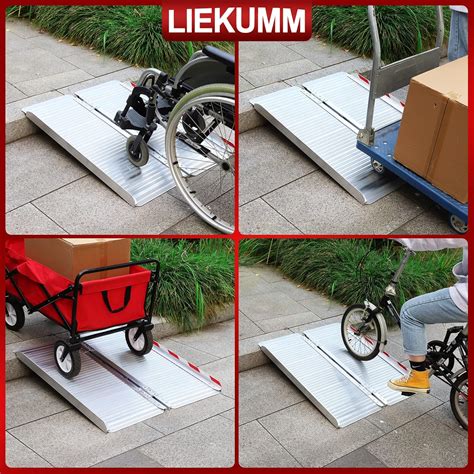 Buy LIEKUMM 2ft Threshold Ramp Portable Aluminum Wheelchair Ramps 600LBS Capacity Aluminum
