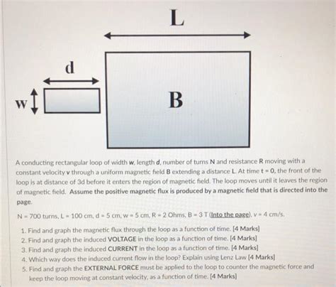 Solved L W B W A Conducting Rectangular Loop Of Width W