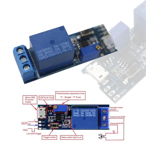 Micro USB Power Adjustable Delay Relay V V Trigger Delay Switch Timer Control Module In