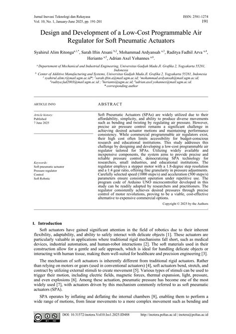 Pdf Design And Development Of A Low Cost Programmable Air Regulator