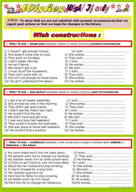 48 Conditionals I Wish If Only English Esl Worksheets Pd…