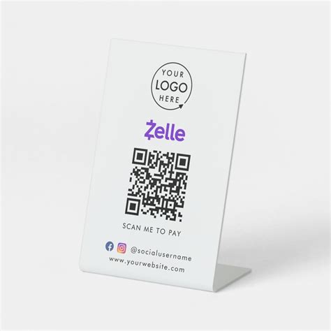 Zelle Qr Code Payment Scan To Pay Business Logo Pedestal Sign Zazzle