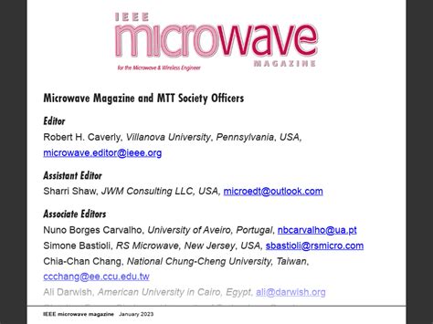 Ieee Microwave Magazine January 2023masthead