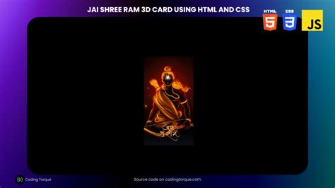 Jai Shree Ram 3d Card Using Html And Css Coding Torque