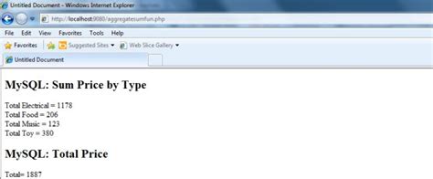 Use Mysql Aggregate Sum Function In Php