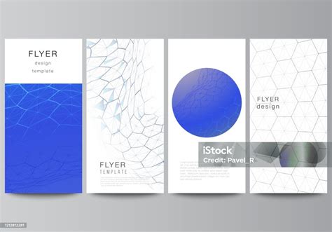 전단지 배너 디자인 템플릿의 최소 벡터 일러스트 레이아웃 육각형이 있는 디지털 기술과 빅 데이터 개념 점과 선을 연결하는 다각형 과학 의학 배경 개념에 대한 스톡 벡터 아트