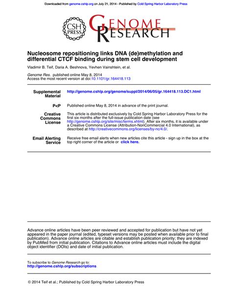 Pdf Nucleosome Repositioning Links Dna Demethylation And