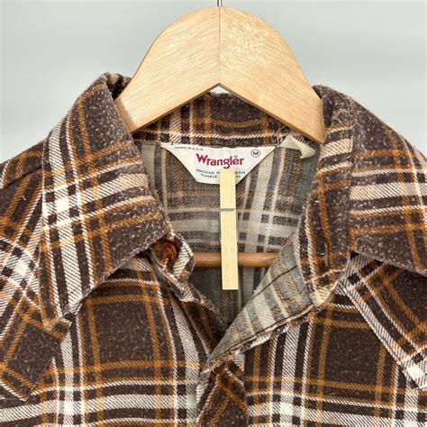 Vintage 90s Brown Button Down Wrangler Flannel Has Depop