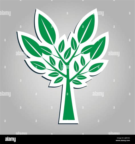 Symbols Tree Icon Green With Beautiful Leaves Stock Vector Image Art Alamy