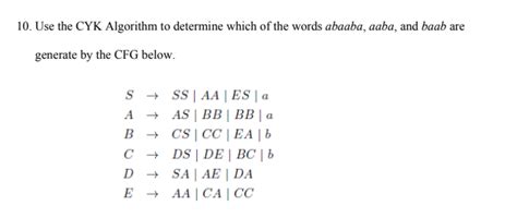 Solved 10 Use The Cyk Algorithm To Determine Which Of The