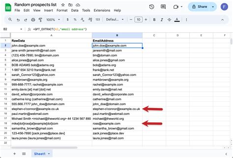how to quickly clean data and extract emails with gpt for sheets