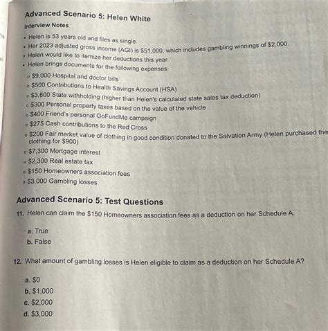 Solved Advanced Scenario 5 Helen Whiteinterview Noteshelen