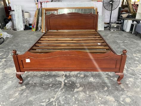 Teak Wood Queen Size Bed Frame Rangka Katil Saiz Queen Kayu Jati