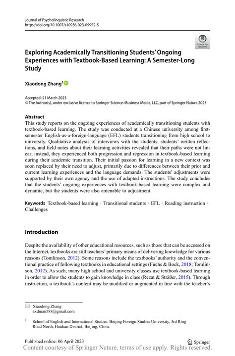 Exploring Academically Transitioning Students Ongoing Experiences With