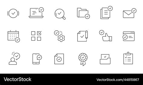 Check Mark Quality Control Line Icon Approve Vector Image