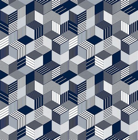 Premium Vector 3d Cubes Seamless Pattern Vector Background Lined