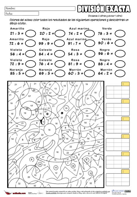 Recopilatorio De Divisiones Con Dividendo De Hasta 2 Cifras Y Divisor