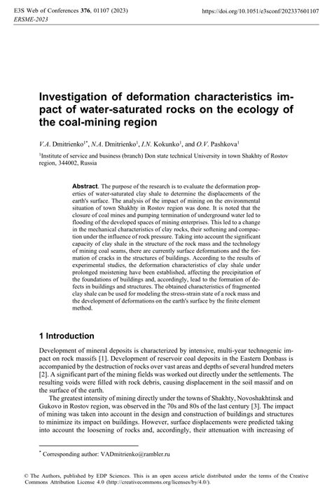 Pdf Investigation Of Deformation Characteristics Impact Of Water Saturated Rocks On The