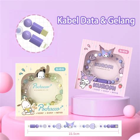 Jual Kabel Pengisian Gelang Kabel Data Gelang Manik Manik Warna Warni Portabel Gaya Girly