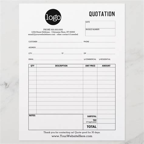 Form Business Quotation Invoice Or Sales Receipt Custom Letterhead Zazzle
