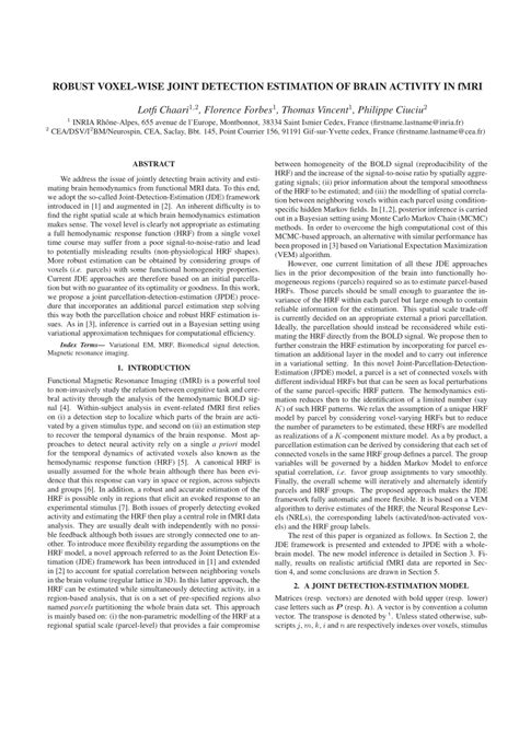 Pdf Robust Voxel Wise Joint Detection Estimation Of Brain Activity In
