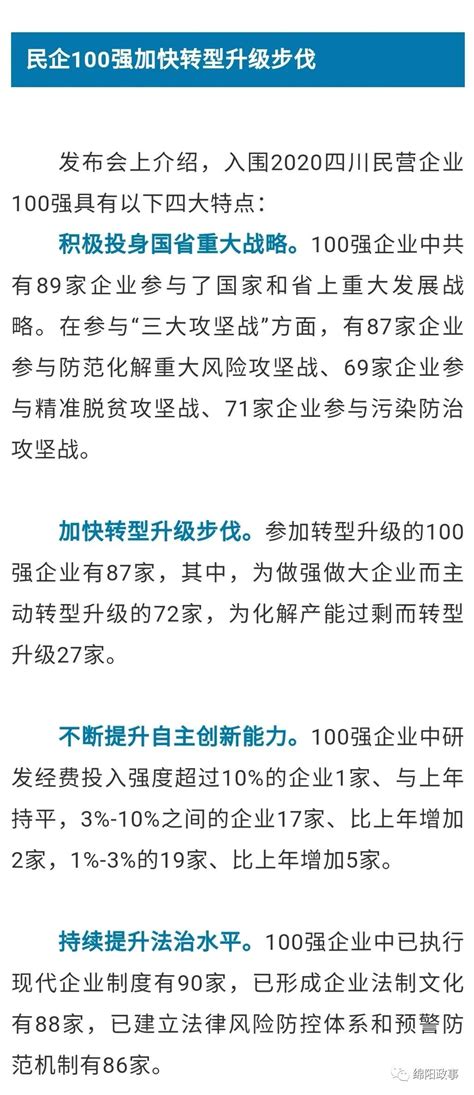 2020四川民营企业100强，绵阳有哪几家入围？来看看→澎湃号·政务澎湃新闻 The Paper