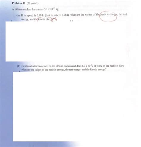 Solved Problem 11 16 Points A Lithium Nucleus Has A Mass