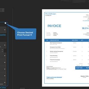 Custom Digital Excel Invoice Template Auto Calculation In Excel Print In Excel Or PDF